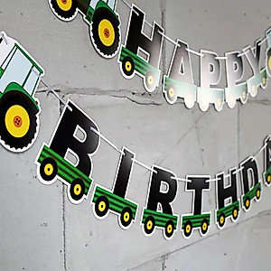 Tractor Happy Birthday Bunting Banner, Tractor Themed Birthday Party Supplies for Baby Shower Party, Birthday Party Decoration,Green