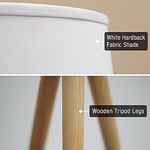 Kira Home Grace 60.5" Mid Century Modern Tripod LED Floor Lamp + Energy Efficient 9W Bulb, Wooden Tripod Legs + White Shade