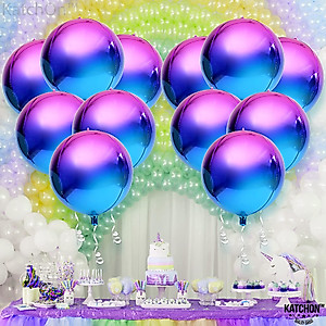 Katchon, Purple Galaxy Balloons - 22 Inch, Pack of 12 | Metallic Purple Balloons, Iridescent Balloons for Galaxy Party Decorations | Purple And Blue Balloons for Blue and Purple Party Decorations