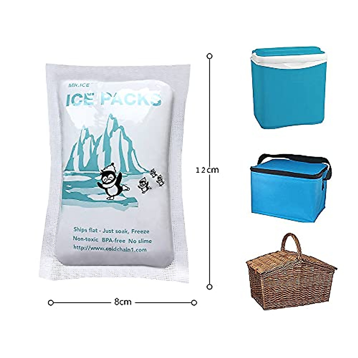 Shipping Ice Packs Reusable Small Dry Ice Pack Sheets 48 PCS, Ice Pack for Shipping Frozen Food Keep Food Fresh and Beverage Cold, Frozen Gel Packs Ice Brix for Coolers, 3.5 oz Capacity, 4.7" x 3.3"