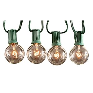 Sival Clear Globe String Lights Set of 25 G40 Bulbs, Perfect for Patio, Gardens, Gazebos, Weddings, Indoor/Outdoor, Christmas lights