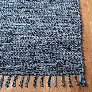 SAFAVIEH Vintage Leather Collection 8' x 10' Blue/Grey VTL501M Handmade Boho Fringe Leather Area Rug