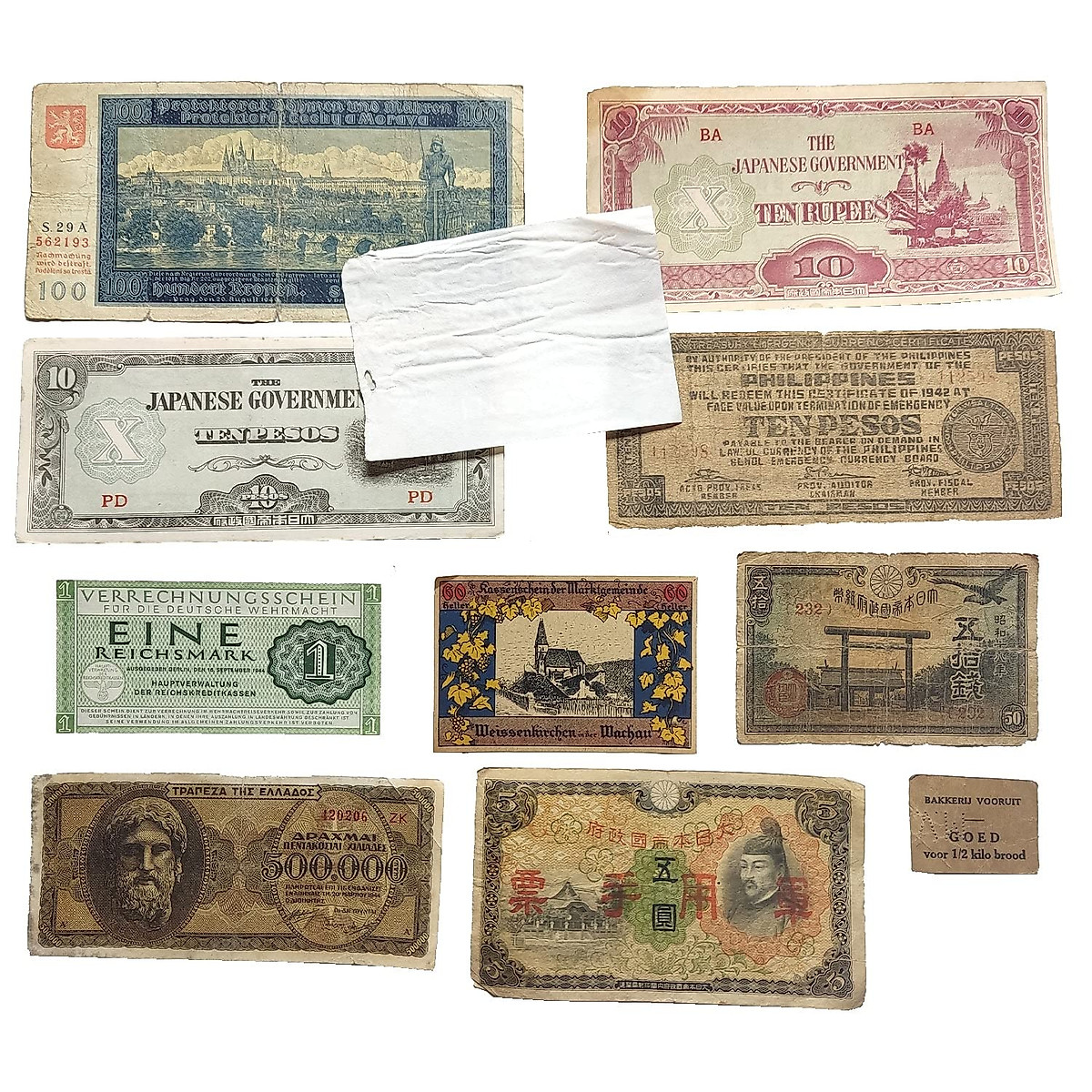 WW2 World Currency – 57 Original Allied & Axis Powers Banknotes, Coins, Stamps and Bonds + Album to Build Your Foreign Currency Collection - Coin Collection Supplies and Certificate of Authenticity