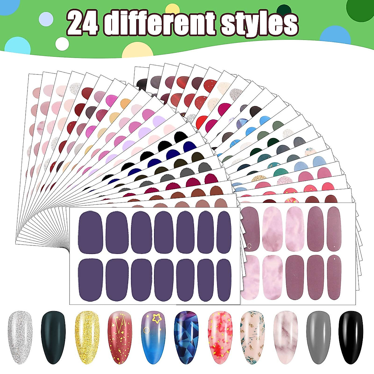 Maitys 560 Pieces Jamberry Nail Wraps Real Nail Polish Stickers Nail Wrap Nail Polish Strips Decals DIY Glitter Nail Adhesive Full Wraps Art Set with Nail File for Women Girls (Bright Style)