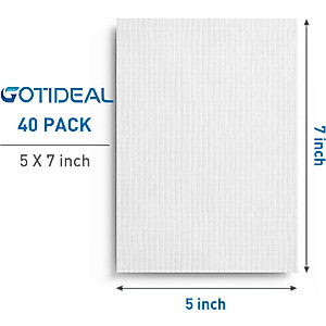 GOTIDEAL Bulk Canvases for Painting, 5 x 7 inch Value Pack of 40, Gesso Primed White Blank Canvas Boards - 100% Cotton Art Supplies Canvas Panel for Acrylic Paint, Pouring, Oil Paint, Gouache
