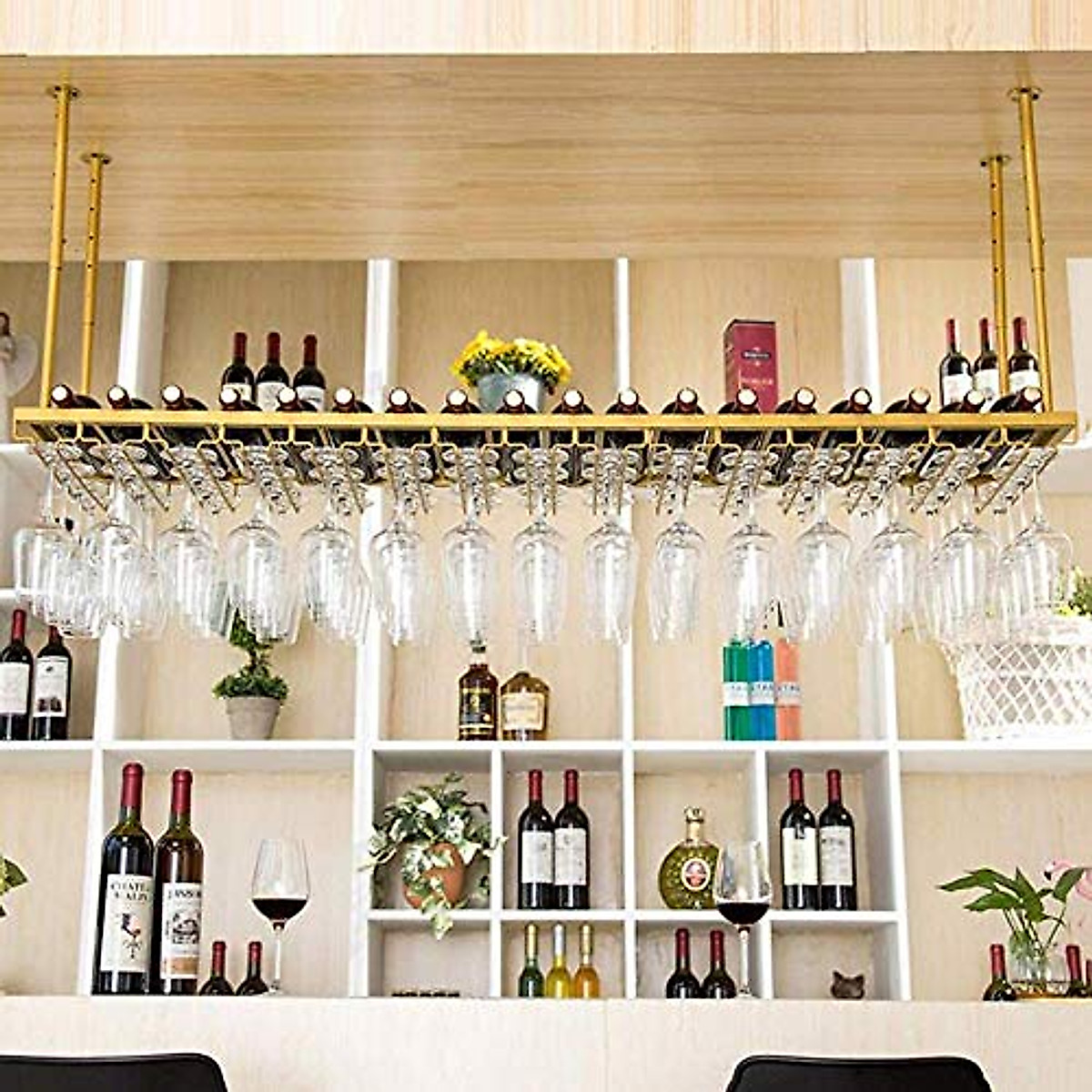 HLL Wine Racks,Wine Glass Rack Hanging, Height Adjustable Ceiling Wine ...