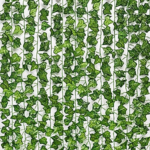 JPSOR 24pcs Fake Vines Fake Ivy Leaves Artificial Ivy, Ivy Garland Greenery Vines for Bedroom Decor Aesthetic Silk Ivy Vines for Room Wall Home Decoration
