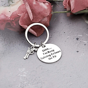 SEIRAA Criminal Minds TV Series Gifts Criminal Minds Inspired Keychain Criminal Minds Fans Gift Shhh I’m Busy Solving Crimes On TV (Crimes On TV Keychain)