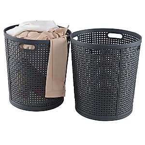 Sadstory Small Plastic Laundry Basket, 40 L Round Laundry Hamper, 2 Packs