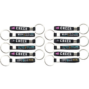 Inkstone Cheerleading Keychains | (12 Pack) Sports Inspirational Quotes | Flexible | Gifts For Your Team, Friends, Colleagues