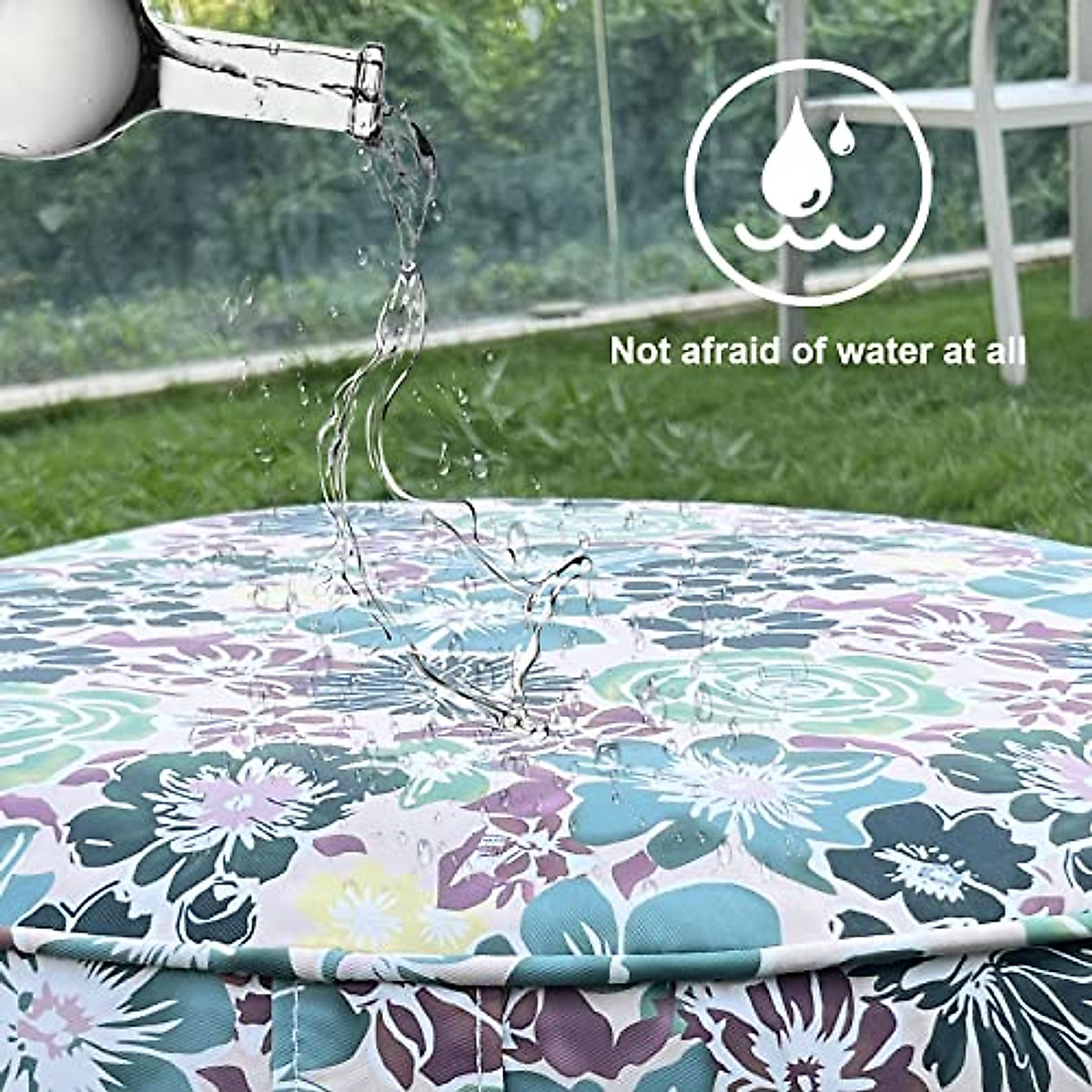 Louis Donné Inflatable Ottoman Footrest with Handle, Decorative Fade-Resistant Waterproof Foot Stool, Pouf for Home Patio Garden and Camping, D22 x H10 (Warm Tones Green Flower)