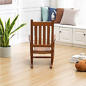 BplusZ Child's Porch Rocking Chair - Perfect for Indoor or Outdoor Patio Use, Small Wooden Rocker for Kids Ages 6-10, Brown