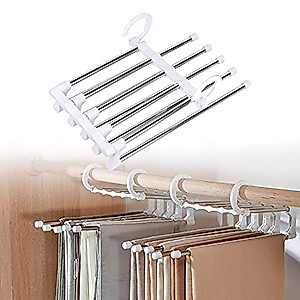 YUNAI Stainless Steel Pants Hangers Jeans Clothes Organizer Folding Storage Rack Space Saver Storage Rack for Hanging