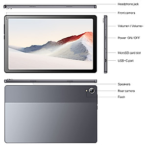 neoregent Tablet 10.4 inch 3GB RAM 32GB ROM WiFi 6 Android 11 6000mAh HD 1332 * 800 Quad Core Tablets (Gray)