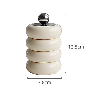 Tomotato Qtip Holder Dispenser, Nordic Style Cotton Swabs Dispenser Desktop Cotton Ball Holder Storage Container with Lid for Bathroom Vanity (White 4 Layers)