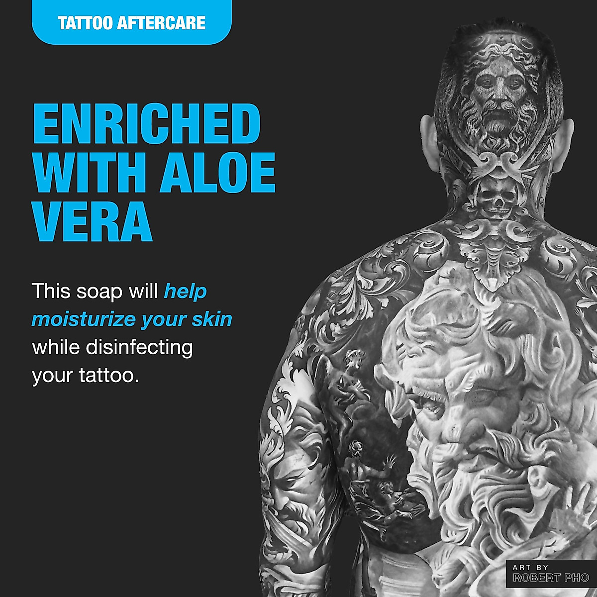 H2Ocean Blue Green Foam Soap - Tattoo Foam Antibacterial Soap for Tattoo Aftercare - Tattoo Care with Aloe Vera - Travel-Size Tattoo Moisturizer Soap - 1.7 oz