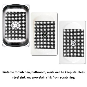 Qulable 2Pack Kitchen Sink Mat for Stainless Steel/Ceramic Sinks, PVC Eco-friendly Protectors for Bottom of Kitchen Sink, Adjustable, Fast Draining, Dots Design, 11.8x15.7 (Black Translucent)