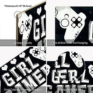 Putuo Decor Game Room Decor, Funny Wall Sign for Bedroom, Living Room, Teen Room, Gift for Gamer, Boys, Girls, 10x5 Inches Hanging Sign - Girl Gamer