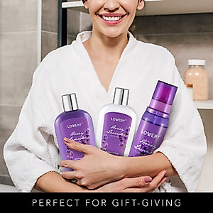 Bath and Body Gift Set for Women & Men, Honey Lavender Home Spa Set With Natural Extracts, Vitamin E, Shea Butter - Shower Gel, Body Lotion, Body Mist, Personal Self Care Kit, Body Care Travel Set