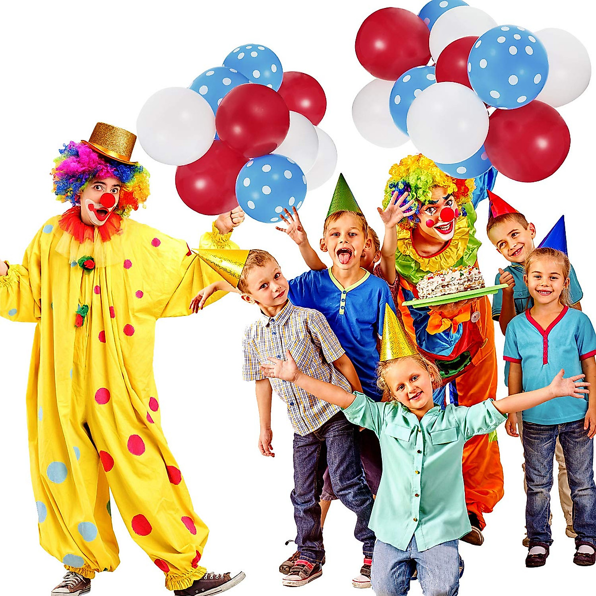 55 Pieces Party Balloon Polka Dot Latex Balloons, Includes 20 Pieces Red Balloons 20 Pieces White Balloons and 15 Pieces Blue and White Dot Balloons for Wedding Birthday Party Festival Decoration