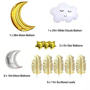 Birthday Decorations Boys Girls, Party Balloons Decoration Pastel Sky Theme with Happy Birthday Banner, Sun Moon Clouds Foil Balloon, Star Balloon for First 2nd Arch Garland Kit Birthday Party balloon