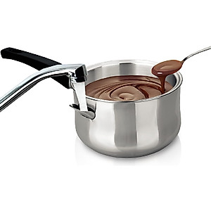 Ibili Stainless Steel All in One Piece Double Boiler Pot Including Lid - Double-Walled with Built in Space to Insert Water for Melting Chocolate, Candy and Candle Making, 1.05 quart Capacity (Sliver)