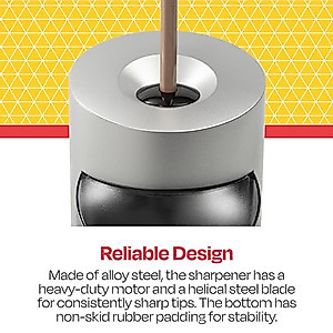 School Smart Vertical Electric Pencil Sharpener, For Classroom, Home, and Office Use, Black and Grey