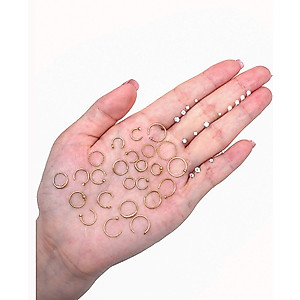 Tornito 20G 40Pcs Stainless Steel Nose Rings Nose Studs Set L-Shaped Bone Curved Nose Stud Piercing Helix Cartilage Tragus Hoop Rings Body Piercing Jewelry for Men and Women 6mm 8mm 10mm Rose Gold