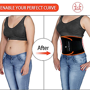 KingPavonini Waist Trainer Waist Trimmer Sweat Belt for Men Women Black