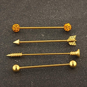 TIANCI FBYJS 4pcs 14G Industrial Barbell Cartilage Earring Body Piercing Jewelry (4pcs gold color)…