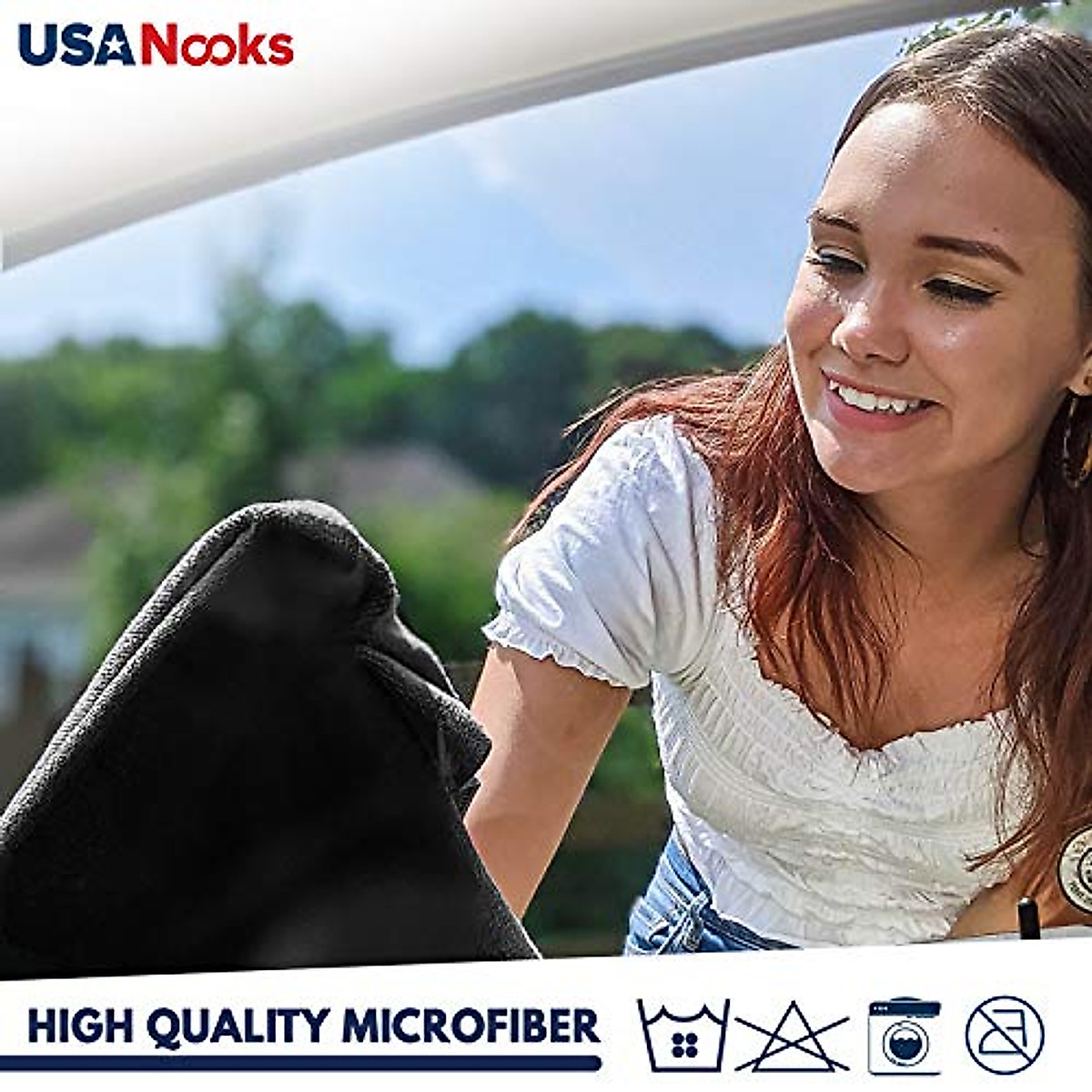 USANOOKS Microfiber Cleaning Cloth - 12Pcs (16x16 inch) High Performance - 1200 Washes, Ultra Absorbent Car Towels Traps Grime & Liquid for Streak-Free Mirror Shine, Scratch Proof - (Black)