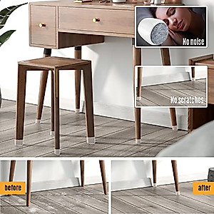 16 PCS Transparent Silicone Chair Leg Floor Protectors for Hardwood Floors.Small 3/4".