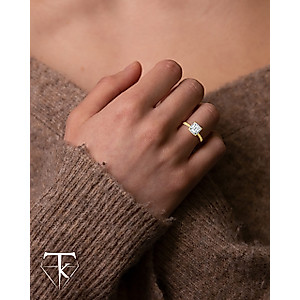 Takar Solid Elegant 10k Gold Asscher Cut CZ Engagement Ring for Women, Cubic Zirconia Solitaire Jewelry, Gold Solitaire Engagement Ring in Yellow, White and Rose Gold, Made In USA.