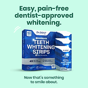 DrDent Professional Teeth Whitening Strips 21 Treatments - Safe for Enamel - Non Sensitive Teeth Whitening - Whitening Without Any Harm - Pack of 42 Strips + Mouth Opener Included