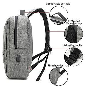 BE SAMRT Laptop Backpack, Business Slim Durable Laptops Travel Backpacks with USB Charging Port, Waterproof College Backpack Computer Bag Gifts for Men & Women Fits 15.6 Inch Notebook (Black)