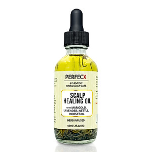 PERFECX Scalp Healing Oil [Herbal Infused, Ayurvedic] Marigold, Lavender, Nettle, Horsetail