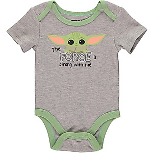 STAR WARS Mandalorian The Child Baby Boys One Piece Bodysuit Three Pack - Baby Yoda Baby Clothes (Green/White/Grey, 3-6 Months)