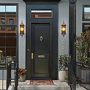 GAZELIGHTING Copper Outdoor Lights Wall Mount 18.5" H Porch Light Oil Rubbed Brass Exterior Light Fixture with Clear Glass,Outside Lighting for Patio, Garage, Frontdoor 1 Pack,Bulb Not Included