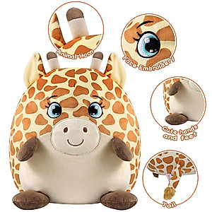 GAGAKU 12 inches Giraffe Plush Pillow Toy, Squishy Giraffe Stuffed Animal Cute Plushie Pillow Huggable Toy, Kawaii Soft Cushion for Girl Kid Children's Day Birthdays Christmas