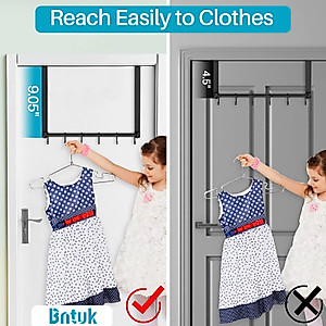 Bntuk Over The Door Hooks, Over Door Towel Racks with 6 Adjustable Hooks, Sturdy Door Hanger Hooks for Hanging Heavy Coats/Towel/Bag, Bathroom Kitchen Organizer, Black