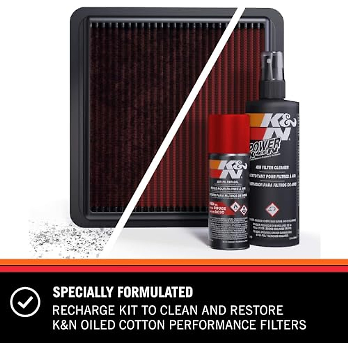 K&N Air Filter Cleaning Kit: Aerosol Filter Cleaner and Oil Kit; Restores Engine Air Filter Performance; Service Kit-99-5000, Multi