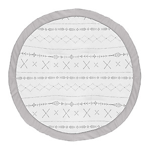 Sweet Jojo Designs Grey Boho Boy or Girl Baby Playmat Tummy Time Infant Play Mat - Gray and White Woodland Forest Tribal Arrow Unisex