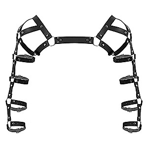 MEACOBRY Harness for Men Punk Adjustable Leather Chest Harness Belt Clubwear