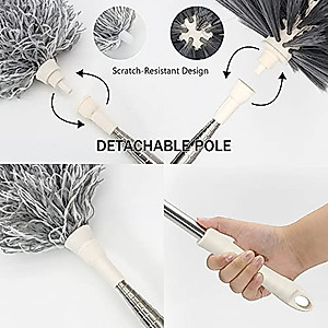 Anawin Microfiber Duster for Cleaning, 100’’ Duster with Extension Pole, Extendable Bendable Cobweb Telescoping Long Dusters for High Ceiling Fan, Blinds, Vents, Furniture, Cars(Double Heads)