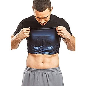 Sweat Shaper Men's Athletic Tee, Short Sleeve Compression T-Shirt, Performance Baselayer Workout Shirt (Black, X-Large)