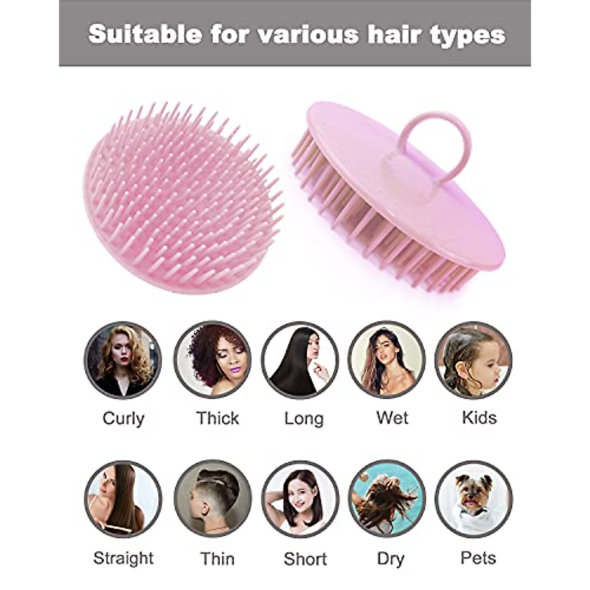 Hair Scalp Massager Shampoo Brush, 6 Pcs Scalp Brush Shower, Soft Scalp Scrubber for Dandruff, Scalp Exfoliator for Adults, Children and Pets