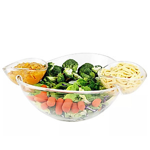 Nymamypee Chip and Dip Serving Set, Double Dip Bowl, Perfect for Chips and Dip, Vegetables and Snacks, Food Server Bowl for Parties, Entertaining