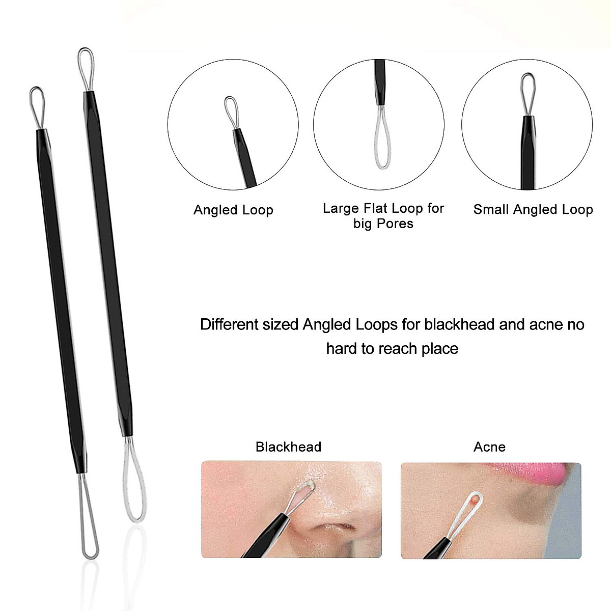 Pimple Popper Tool Kit, Aooeou 10 Pcs Professional Blackhead Extractor with Metal Case - Easy Removal for Pimples, Blackheads, Zit Removing, Forehead and Nose(Black)