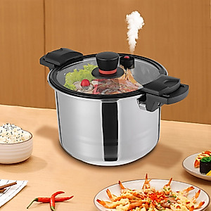 Bokknppo 7.4Qt Pressure Cooker Stainless Steel Pressure Pot 60Kpa Heating Pressure Tank Pressure Canner with Pressure Valve for Gas Stove Induction Cooker