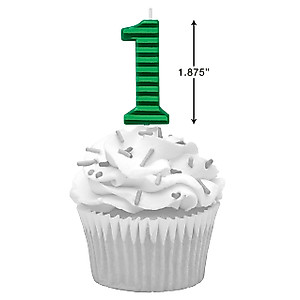 Papyrus Number 1 Birthday Candle, Green Stripes (1-Count)